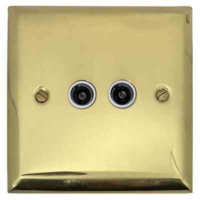G&H SB36W Spectrum Plate Polished Brass 2 Gang TV Coax Socket Point ...