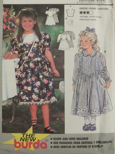 Darling OOP BURDA 3279 Girls Collar Options Dress & Bag PATTERN 3-4-5-6 ...