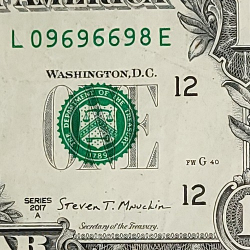 Flipper Fancy Serial Number One Dollar Bill L09696698E FW Rotator 0s 6s ...
