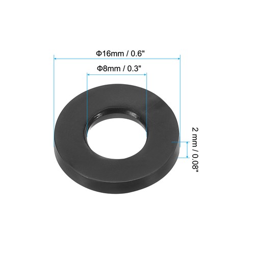 20pcs M8 Rubber Flat Washer 8mm ID 16mm OD 2mm Thick Sealing Spacer ...