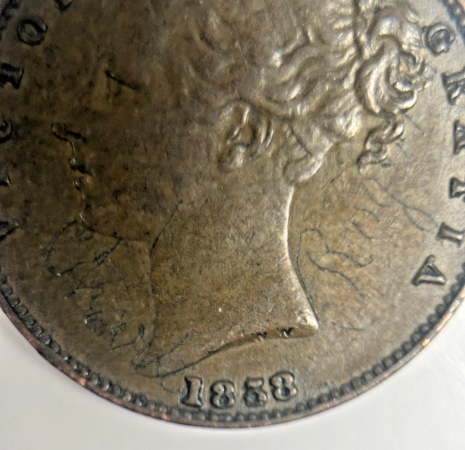 1858 Queen Victoria Farthing | Original Victorian Copper Coin | VF | 4 ...