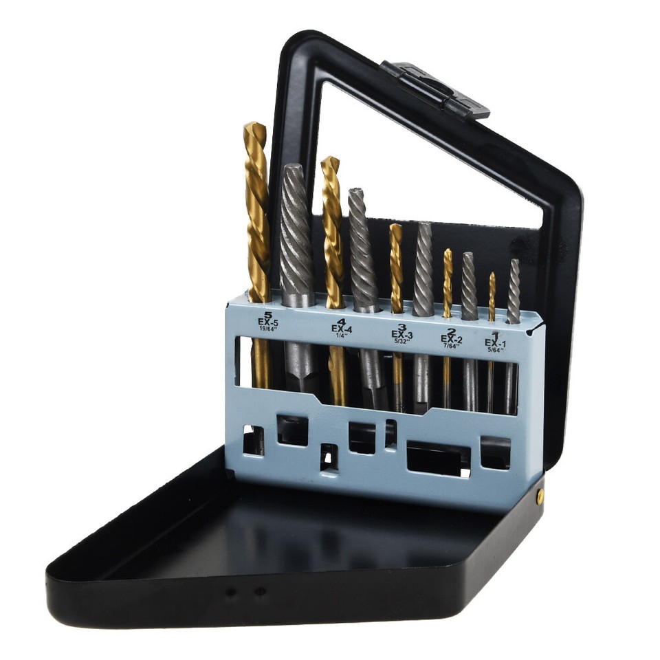 Screw-Extractor And Left-Hand Drill-Bit Set Reverse Drill-Bit And Bolt ...