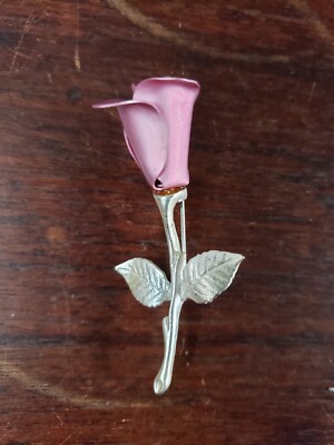 Vintage Single Pink Rose Brooch Pin | eBay