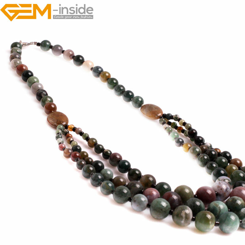 8-12mm Gemstones Beads Jewelry Beaded Princess Charm Necklace Women ...
