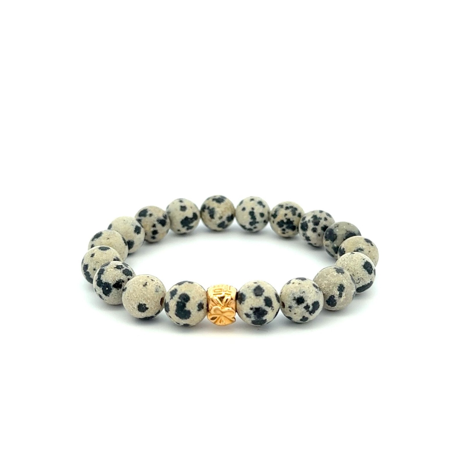 18K Gold Money Bag Lucky Charm Bracelet Gemstones Dalmatian Jasper 8mm ...