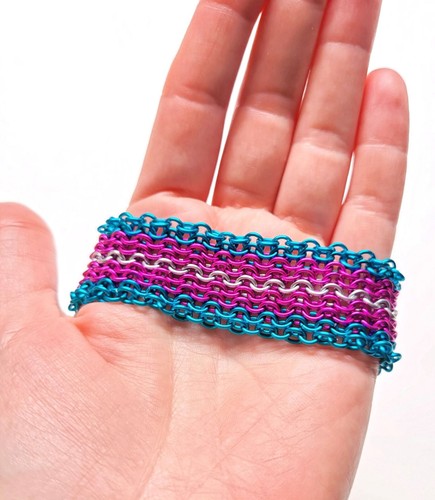 Trans Pride Bracelet LGBTQ+ Rights Chainmail Cuff Transgender Statement ...