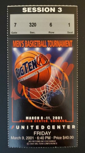 Big Ten Basketball Tournament Ticket Stub 3/9 2001 Michigan State Ohio ...