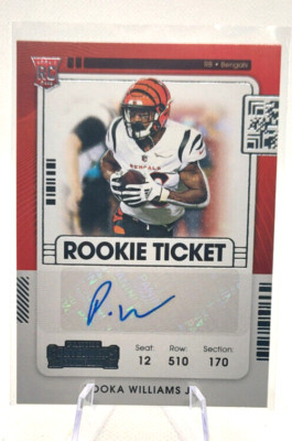 2021 Contenders POOKA WILLIAMS JR Rookie Ticket Autograph #287 Bengals ...