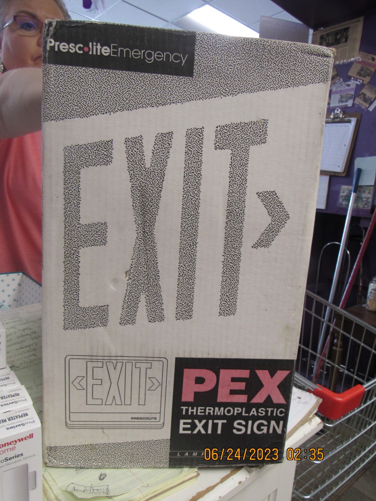PEX THERMOPLASTIC EXIT SIGN RED LETTERS WHITE FINISH L 3 REN W upc ...