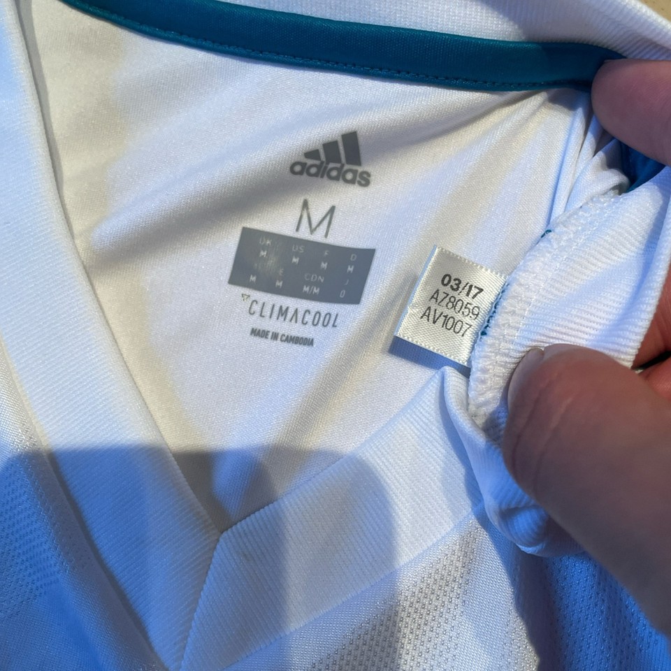 Adidas Real Madrid 2017-2018 Home shirt White Mens Medium Soccer Jersey ...