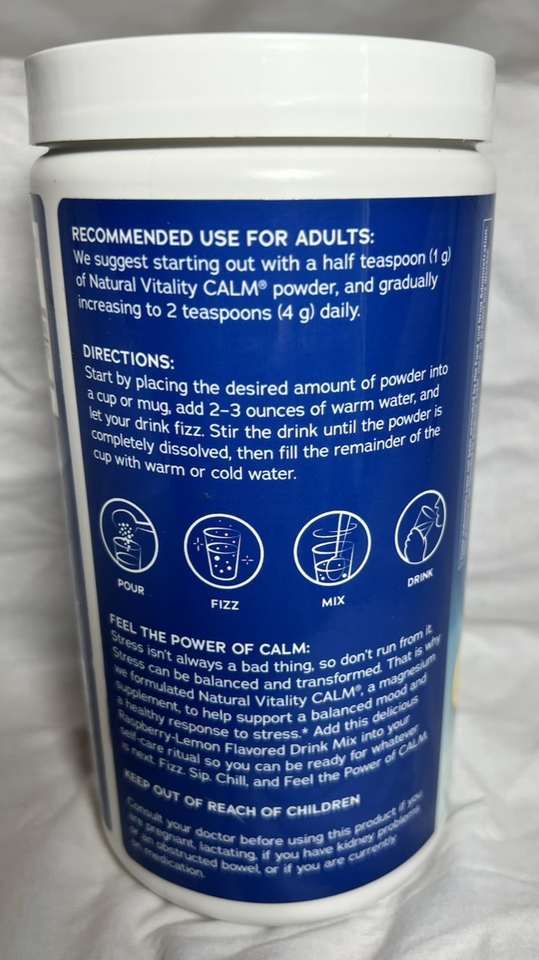 Natural Vitality Calm Magnesium Supplement Powder - Raspberry Lemon ...
