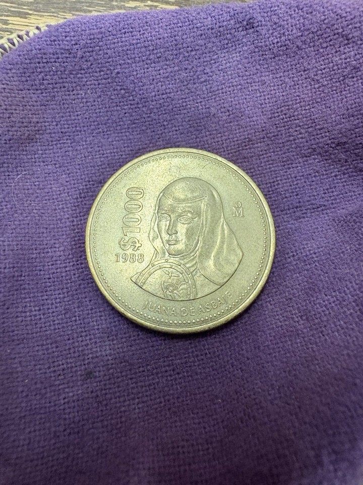 Mexico 1990 - 1000 Pesos Aluminum-Bronze Coin - Juana De Asbaje | eBay
