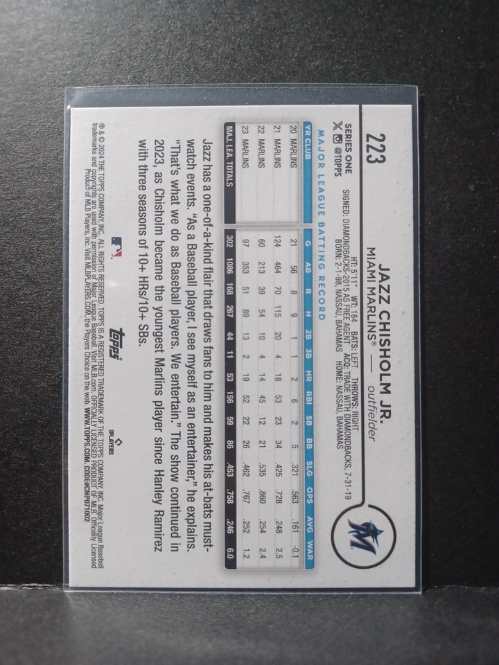 2024 Topps Allstar Foil #223 JAZZ CHISHOLM JR.! | eBay UK