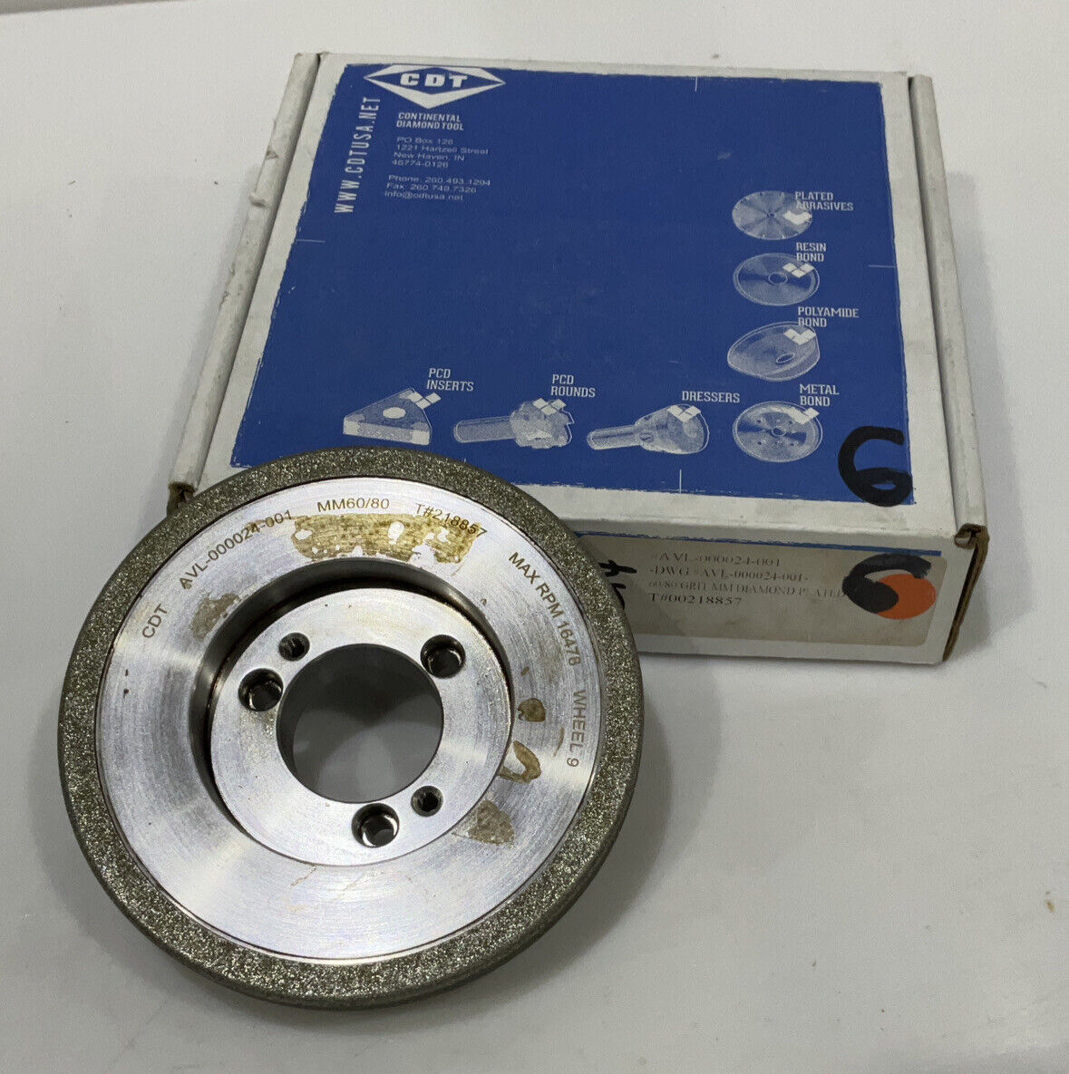 CONTINENTAL DIAMOND TOOL 218857 60/80 GRIT 5.795” DIAMETER GRINDING ...