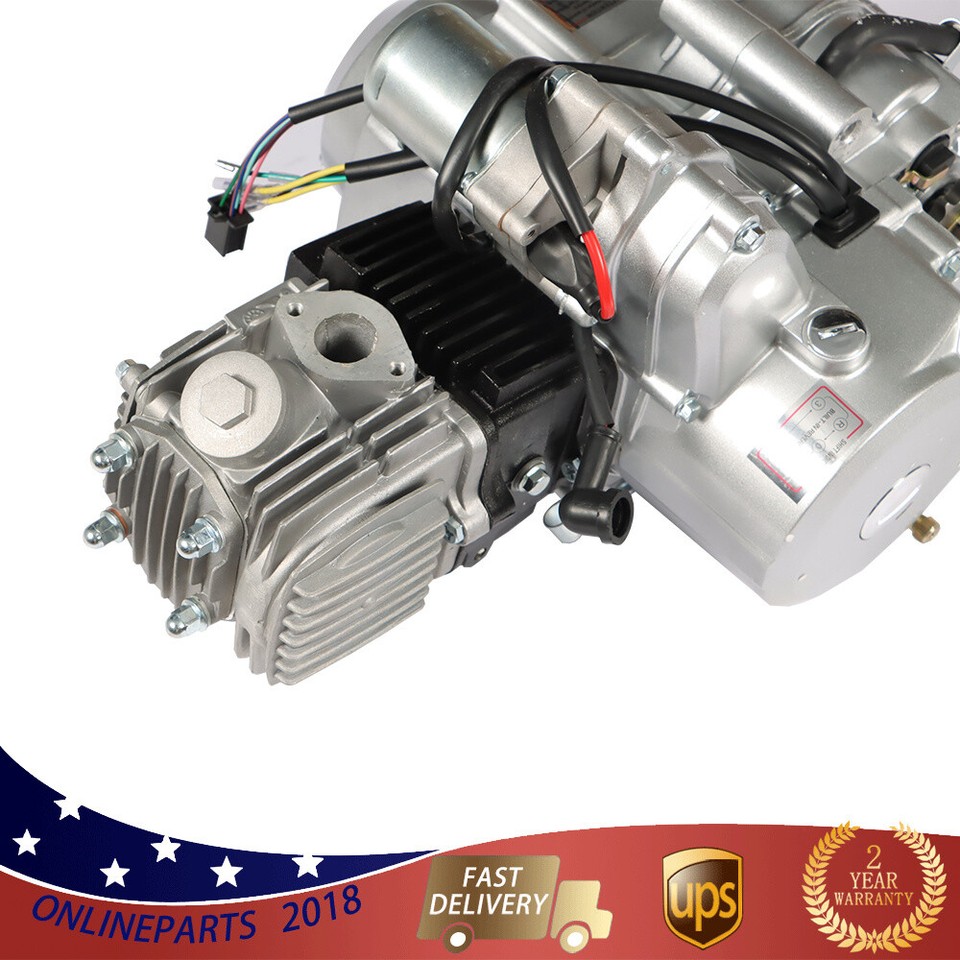 125cc 4 stroke ATV Engine Motor 3-Speed Semi Auto w/ Reverse Electric ...