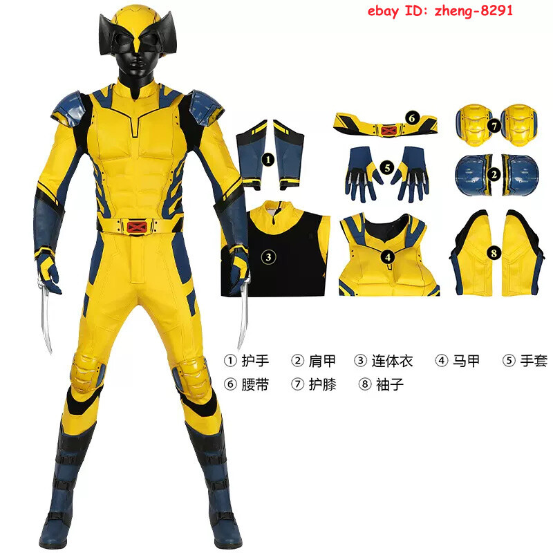 NEW Wolverine Cosplay Costume Outfit Deadpool 3 Halloween Jumpsuit Suit ...
