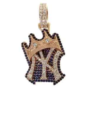 1Ct Round Lab-Created Diamond Men's Diamond ''NY'' Pendant 14K Rose ...