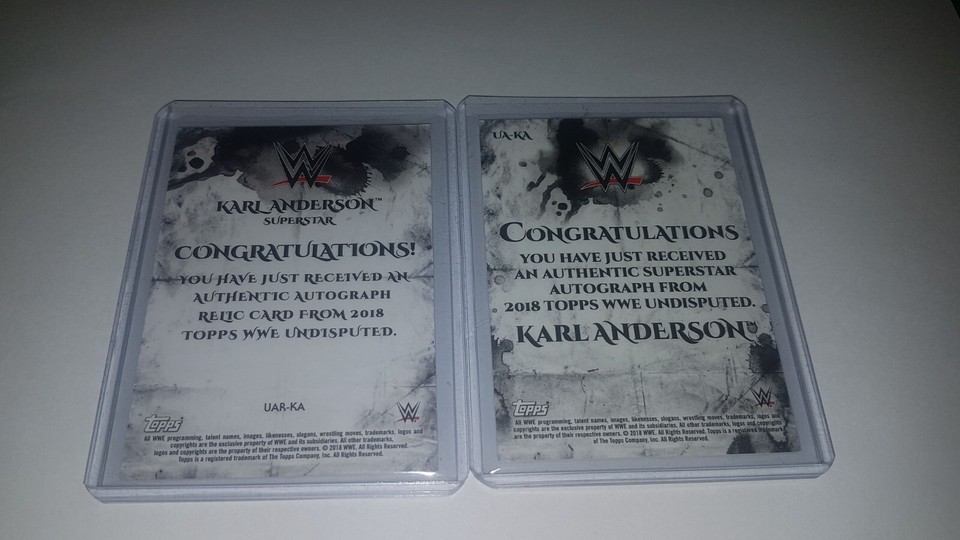 2018 WWE TOPPS UNDISPUTED KARL ANDERSON RELIC AUTO #'D /99 + BASE AUTO ...