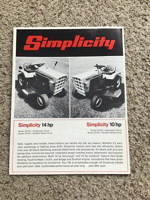 1970s Simplicity Garden tractors and accessories, original sales ...