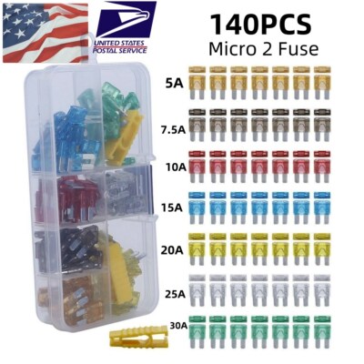 140pcs ATR/APT Micro2 Blade Fuse Auto Car Truck Assortment 5A-30A 32V ...