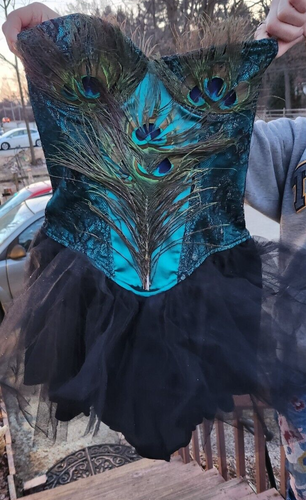 Starline Corset Teal /green Peacock Feathers Costume woman's medium | eBay