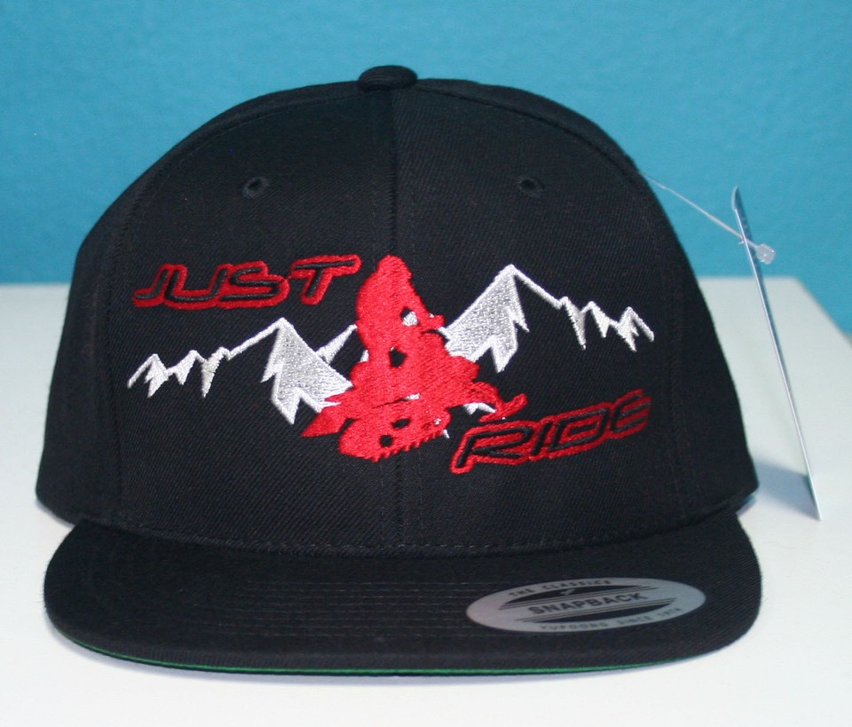 JUST RIDE SNOWMOBILE SLED HAT FLAT BILL SNAPBACK CAP YAMAHA SKI DOO ...