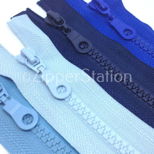 Navy and Blue Chunky Open Ended Zip Plastic Teeth - Choice of 7 zipper ...