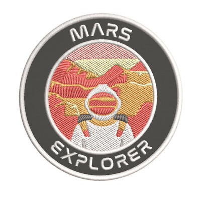 Mars Explorer Patch 3.5" Embroidered Iron-On Applique Astronaut Planets ...