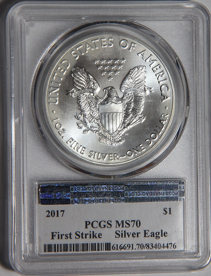 2017 First Strike American Silver Eagle ASE PCGS MS70 Eagle Hologram | eBay