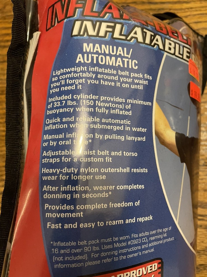 NIP Stearns Inflata-Belt Max PFD, USCG Type V Inflatable SUP Paddling ...