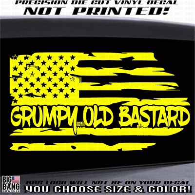 Grumpy Old Man/ Bastard USA FLAG Vinyl Decal Sticker AMERICAN Funny ...