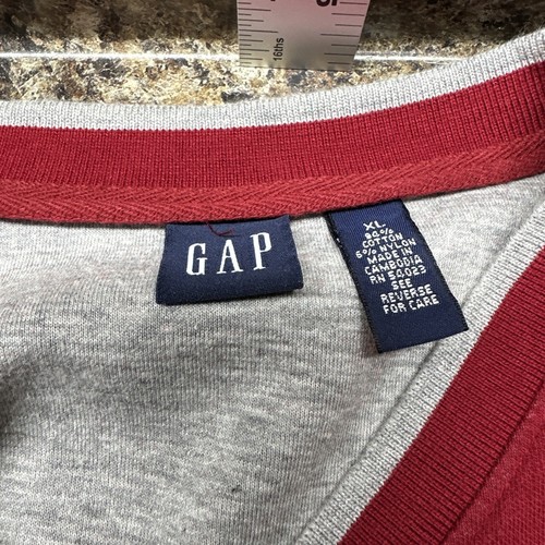 VINTAGE Gap Sweater Mens XL RED Sweatshirt Pullover Fleece V Neck ...
