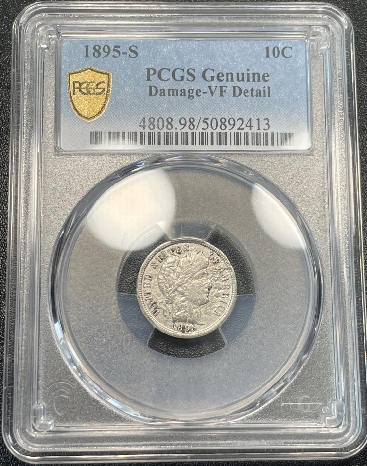 1895-S Barber Silver Dime 5c PCGS VF Detail Very Fine Damage | eBay