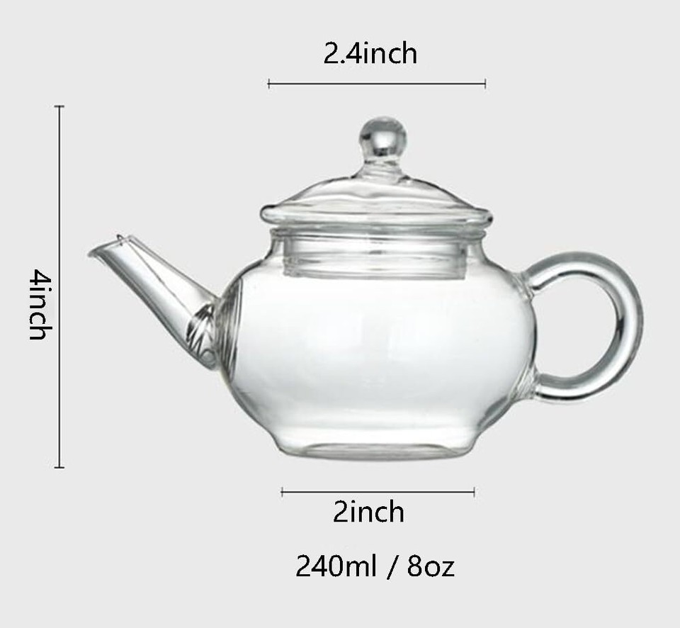Small Tea Pot Glass Teapot with Infuser Tea Kettle for Loose Tea with ...