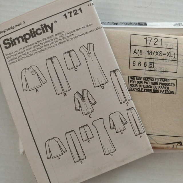 Simplicity Sewing Pattern 1721 Mens & Womens Pajamas Top Tunic Pants ...