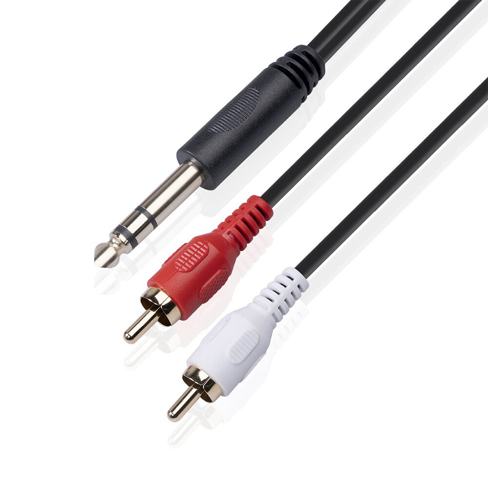 1.5m 1/4 Stereo Male to 2 RCA Male Dual RCA to 6.35mm TRS Audio Adapter ...
