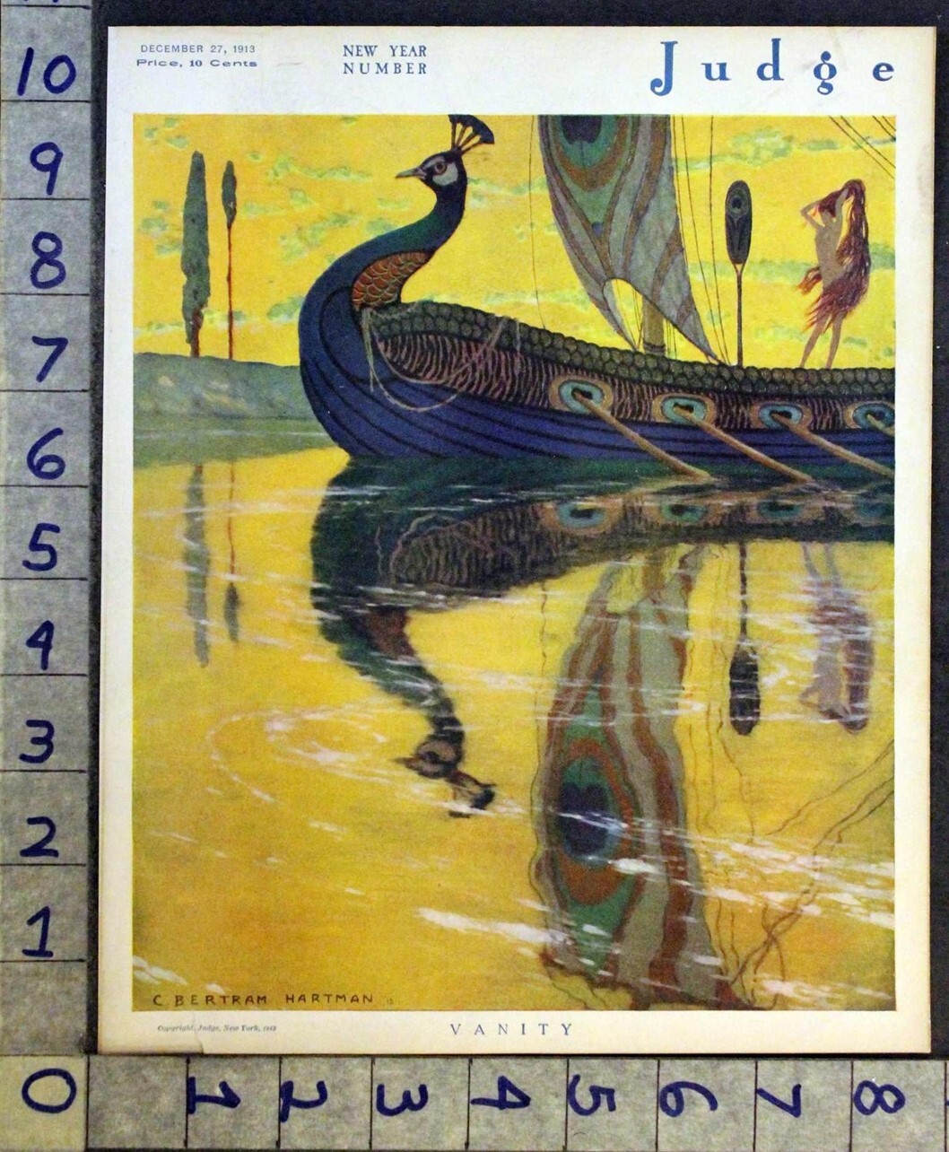 1913 BERT HARTMAN PEACOCK SAIL SHIP NAKED WOMAN NAUTICAL JUDGE ART CVR ...