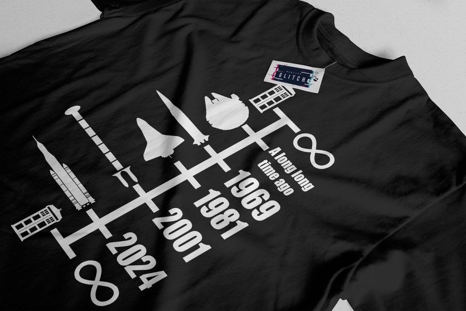 SpaceShip Timeline T-Shirt - Space Stars Science Sci Fi Retro Cool ...