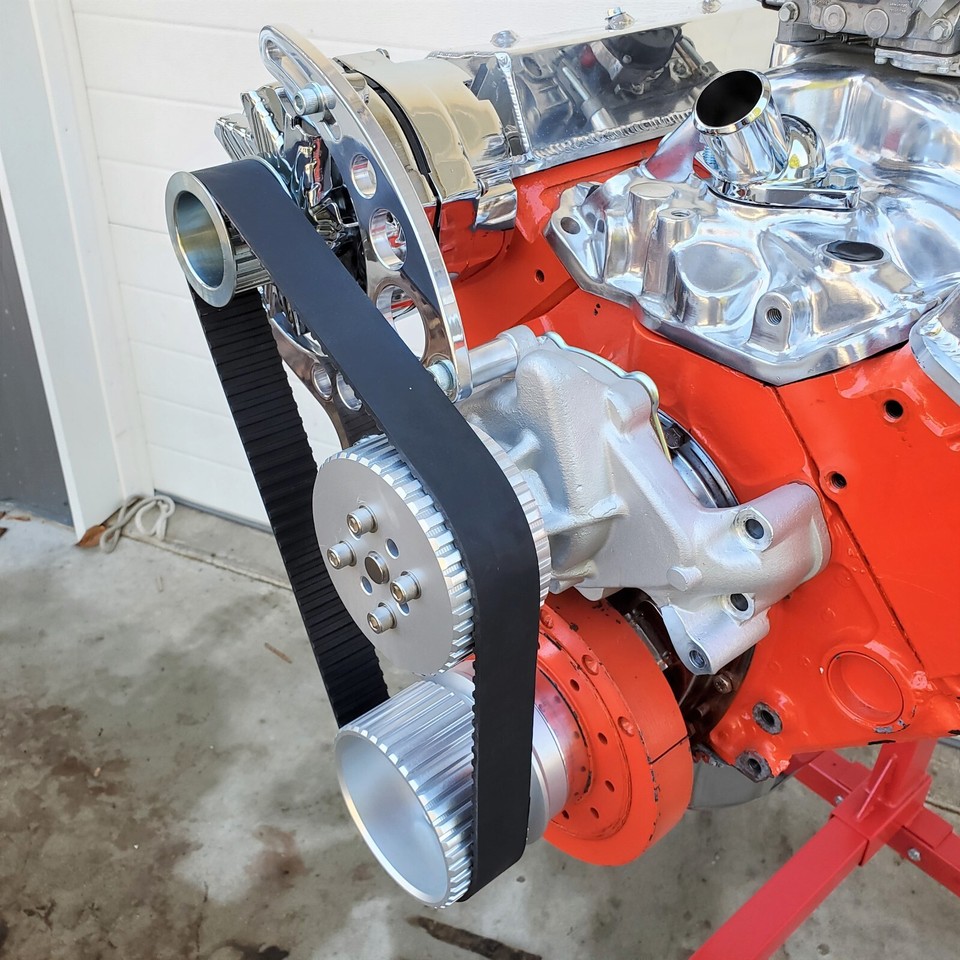 Small Block Chevy Gilmer Drive Pulley Kit LONG Water Pump SBC 305 327 ...