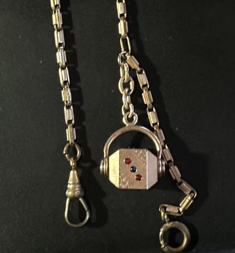 Victorian Gorgeous Rose Gold Fill Spinner Box Fob Stones RGF Link Watch ...