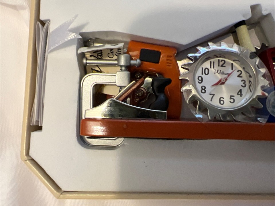 Vintage Waltham Collector Tool Clock in Original Box Mini Clock Tools ...