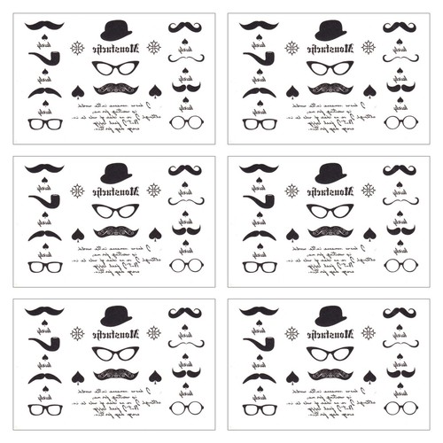6 sheet Temporary Tattoos Finger Mustache Tattoo Moustache Tattoos ...