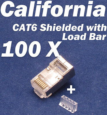 100 X Pcs CAT6 Shielded w Load Bar Insert RJ45 Network LAN Cable ...