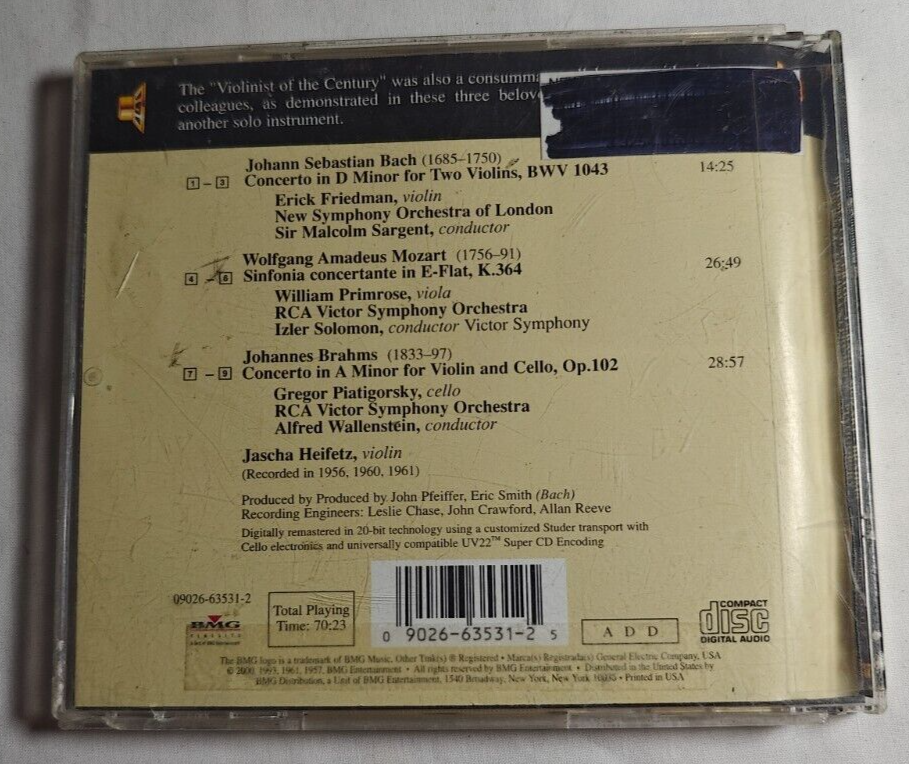 Heifetz: Double Concertos (CD,2000, RCA) ex-library copy | eBay