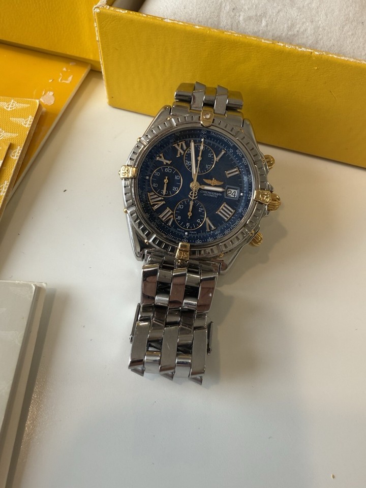 Breitling Crosswind Blue Dial Roman Letters Gold Accents with Box and ...