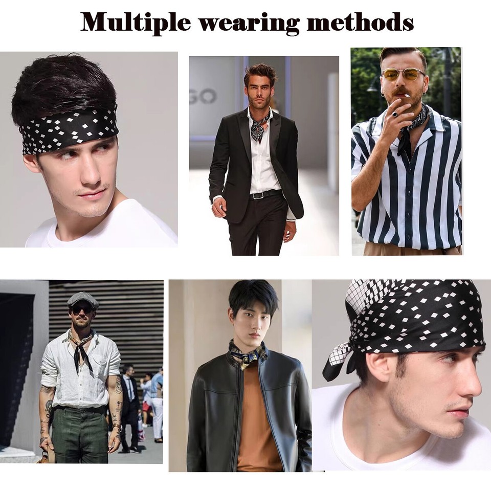 100 Silk Scarf Vintage Paisley Men Square Neckerchief Suit Shirt Cravat ...