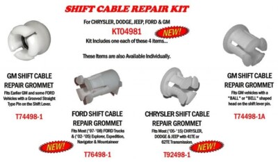 41TE 62TE Shift Cable Repair End 2005-2015 4 Grommets Fitzall KT04981 ...