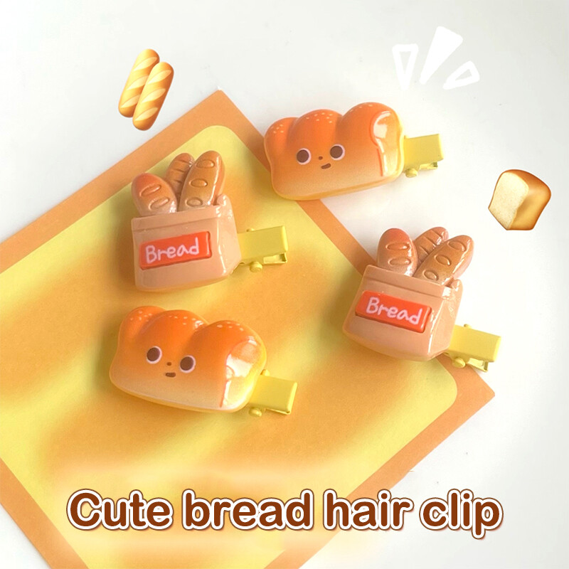 1Pair Cute Expression Bread Toast Hairpin Duckbill Clip Side Clip Hair ...
