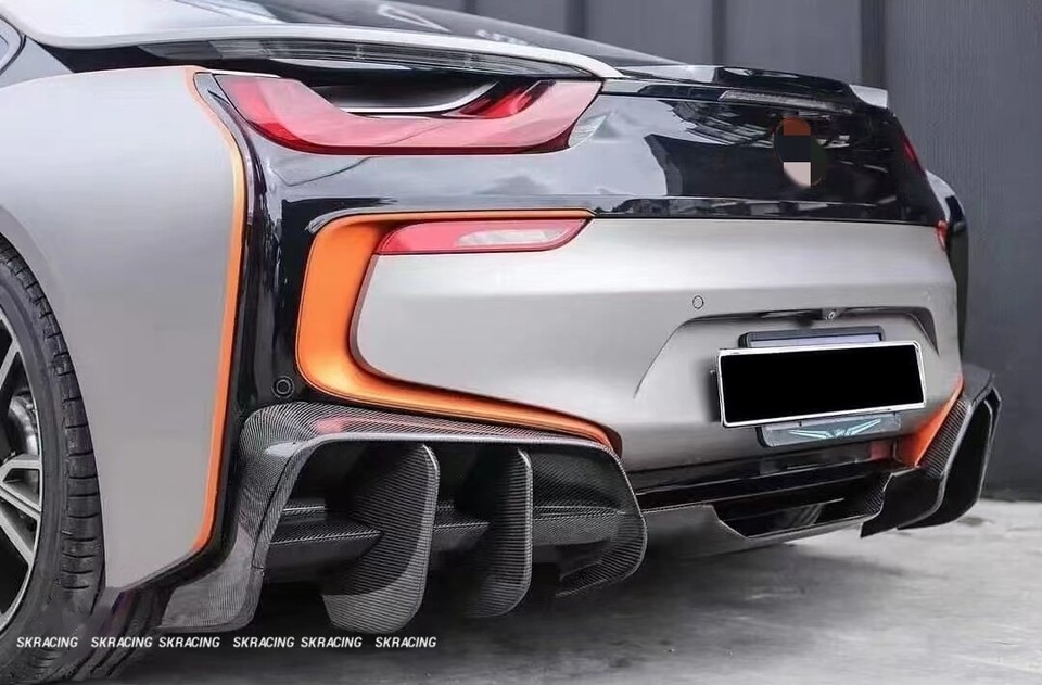 For BMW i8 2014-20 Real Carbon Fiber Rear Bumper Lip Splitter Diffuser ...