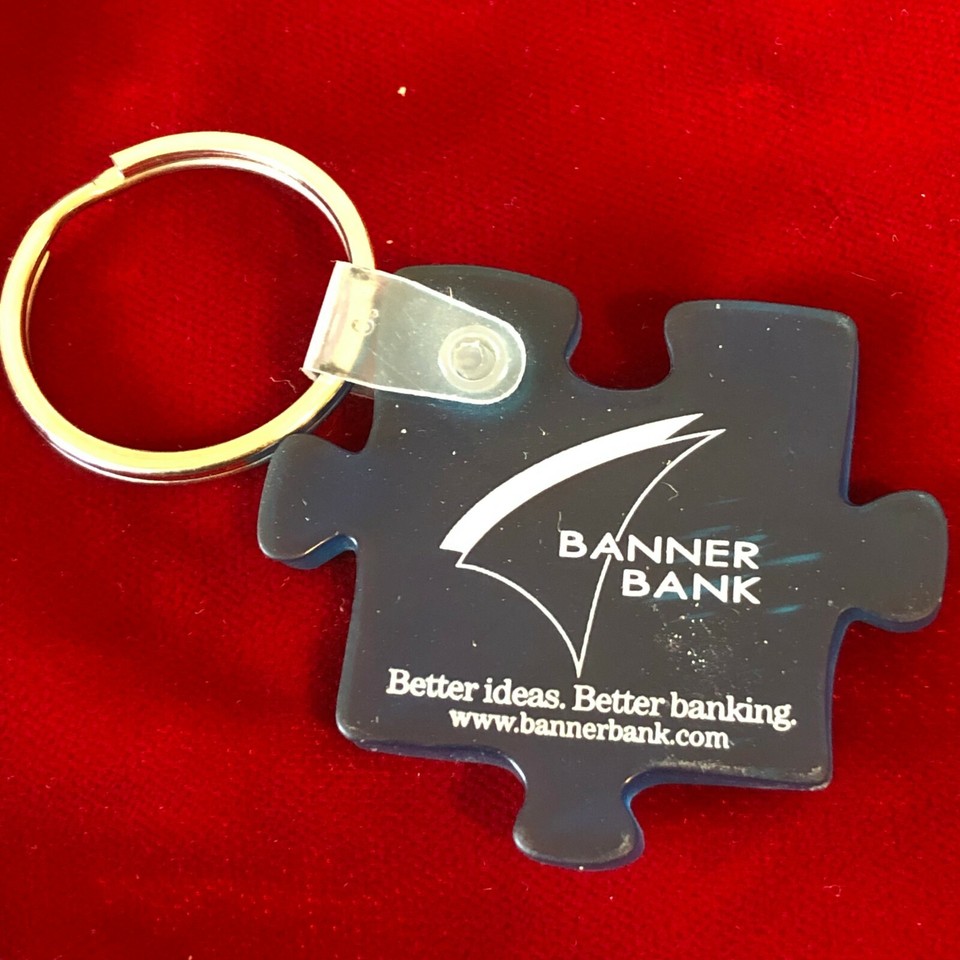 Banner Bank Promo Advertisement Rubber Puzzle Piece Shape Keychain | eBay